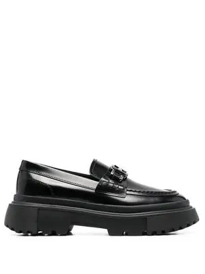 Hogan Logo Buckle Platform Loafers - Black