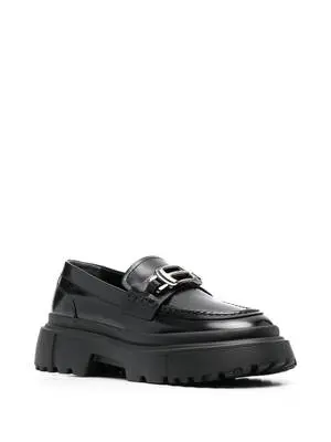 Hogan Logo Buckle Platform Loafers - Black