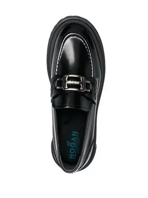 Hogan Logo Buckle Platform Loafers - Black