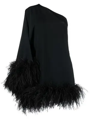 TALLER MARMO Piccolo Ubud Feather-trimmed Dress - Black