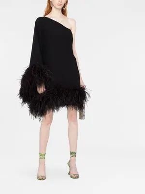 TALLER MARMO Piccolo Ubud Feather-trimmed Dress - Black