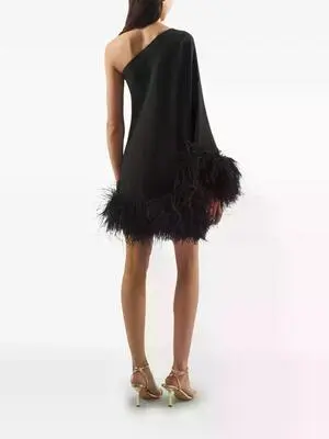 TALLER MARMO Piccolo Ubud Feather-trimmed Dress - Black