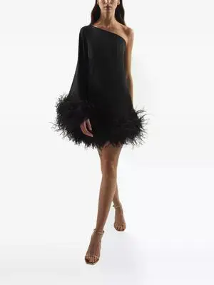 TALLER MARMO Piccolo Ubud Feather-trimmed Dress - Black