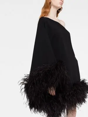 TALLER MARMO Piccolo Ubud Feather-trimmed Dress - Black