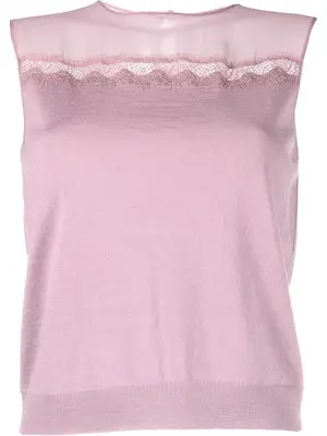 Alberta Ferretti Sleeveless Lace Detail Blouse