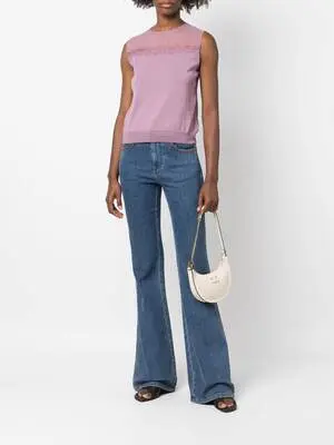 Alberta Ferretti Sleeveless Lace Detail Blouse