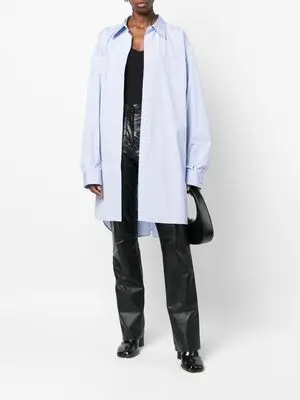 MAISON MARGIELA Pinstriped Poplin Shirt - Blue