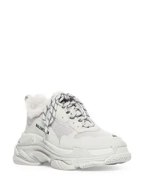 Balenciaga Triple S Faux-fur Sneakers - Grey