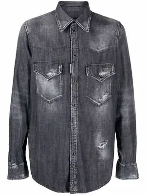 Dsquared2 Dark-wash Denim Shirt - Black