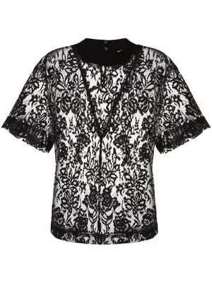 Alexander McQueen Floral-lace Short-sleeve Top
