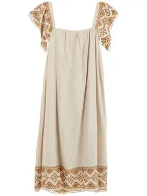 OLYMPIAH Intarsia-print Midi Dress - Neutrals