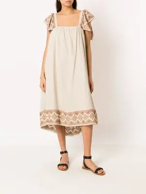 OLYMPIAH Intarsia-print Midi Dress - Neutrals