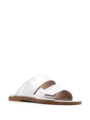 SCAROSSO Karen Metallic Slide Sandals - Grey