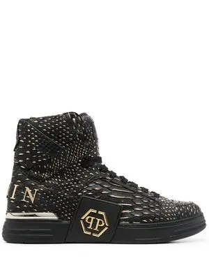Philipp Plein Gold Tone Sneakers For Women