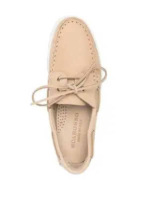 SCAROSSO Leather Boat Shoes - Neutrals
