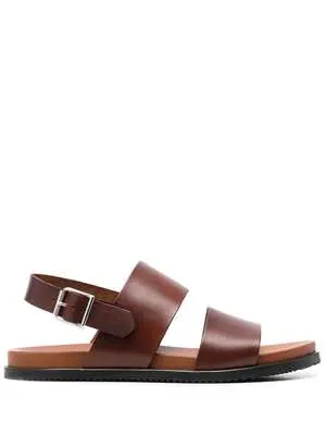 SCAROSSO Antonio Leather Slingback Sandals - Brown