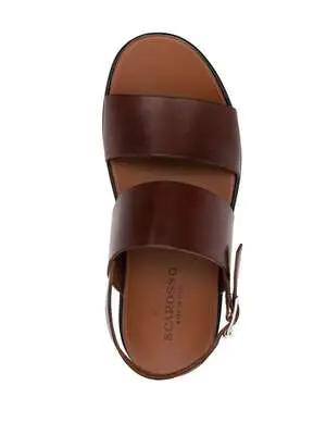SCAROSSO Antonio Leather Slingback Sandals - Brown