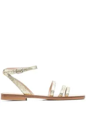 SCAROSSO Sarah Leather Sandals - Yellow