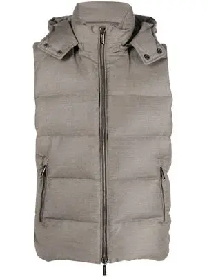 MOORER Hooded Padded Gilet - Neutrals