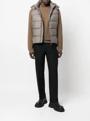 MOORER Hooded Padded Gilet - Neutrals