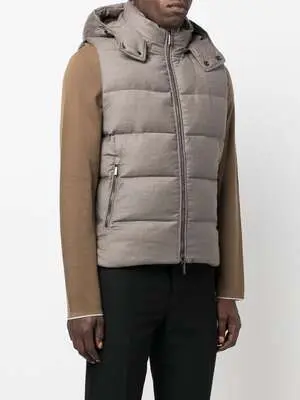 MOORER Hooded Padded Gilet - Neutrals