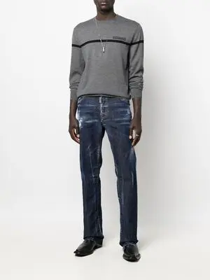 Dsquared2 Logo-embroidered Wool Jumper - Grey