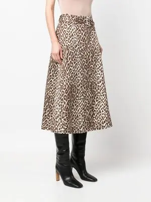 JIL SANDER Leopard-print Midi Skirt - Neutrals