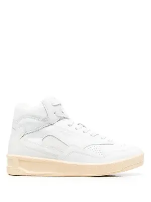 JIL SANDER Basket Mid Leather Sneakers - White