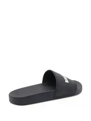 Balenciaga Logo Pool Slides - Black