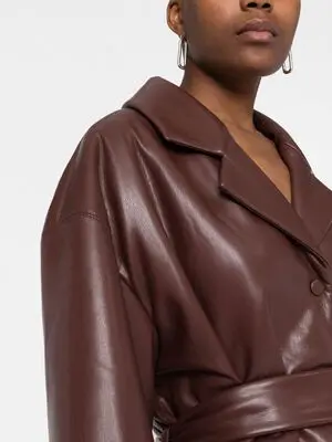 Nanushka Belted Faux-leather Blazer