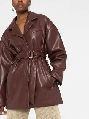 Nanushka Belted Faux-leather Blazer