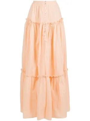 OLYMPIAH Tiered Maxi Skirt - Orange