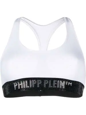 Philipp Plein Logo-embellished Cotton Sports Bra - White