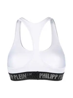 Philipp Plein Logo-embellished Cotton Sports Bra - White