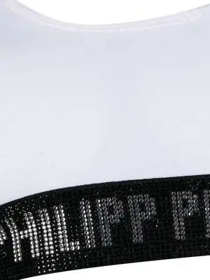 Philipp Plein Logo-embellished Cotton Sports Bra - White