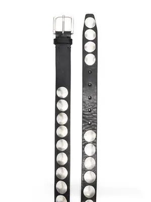 GOLDEN GOOSE Studded Leather Belt - Black