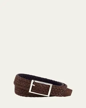 Simonnot Godard Simonnot Godard Reversible Braided Belt Brown