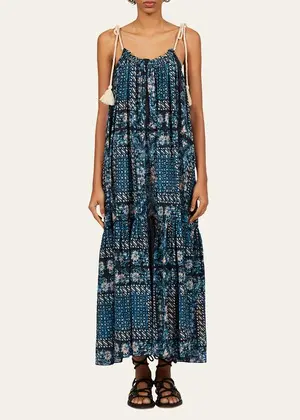 Ulla Johnson Cari Shoulder-Tie Coverup Maxi Dress - Azure