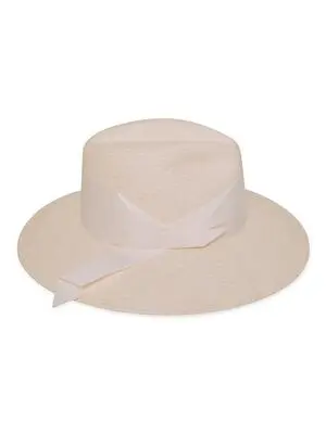 Freya Gardenia Woven Straw Fedora Natural Bone