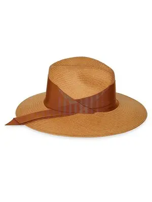 Freya Gardenia Woven Straw Fedora Natural Orange