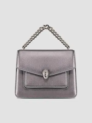 BVLGARI Serpenti Metallic Leather Top Handle Bag