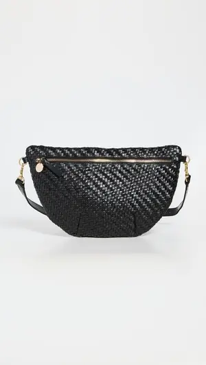 Clare V. Grande Fanny - Black Woven Zig-zag