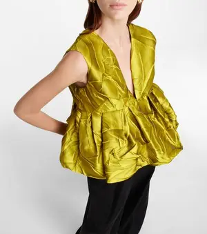 Dries Van Noten Peplum Cloqué Top