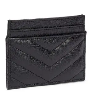 Saint Laurent Cassandre Leather Card Holder - Black