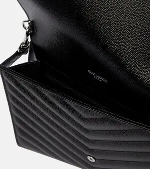 Saint Laurent Cassandre Leather Clutch With Chain Strap - Black