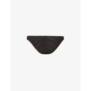 COU COU Pointelle High-rise Cotton Briefs - Black