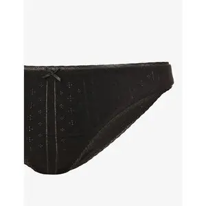 COU COU Pointelle High-rise Cotton Briefs - Black