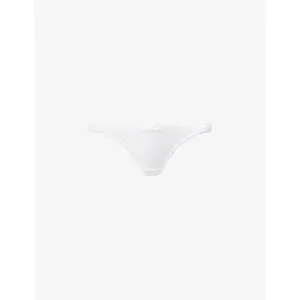 COU COU Pointelle Mid-rise Cotton Thong - White