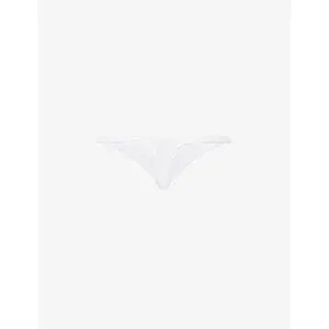 COU COU Pointelle Mid-rise Cotton Thong - White