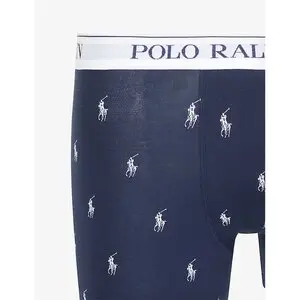 Polo Ralph Lauren Pack Of Three Branded-waistband Stretch-cotton Trunks